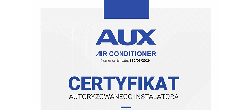 AUX - certyfikat autoryzowanego instalatora - cool-system.pl